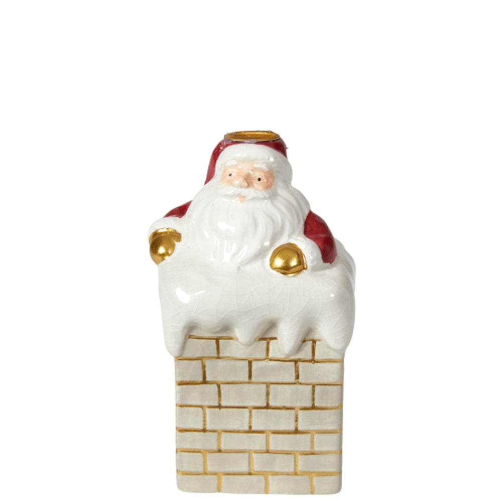 Figur Julemand i Skorsten til Kertelys Hvid/Rød/Guld - Lysestage Jul ...
